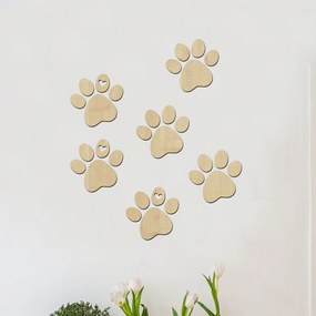 dřevo života Dřevěná samolepka Sada psích tlapek Zvolte rozměr (cm): 12x12, Zvolte barvu dekoru: Javor