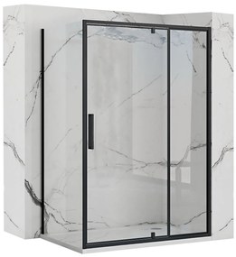 Rea Rapid Swing, rohový sprchový kout 90 (dveře) x 100 (stěna) x 195 cm, 6mm čiré sklo, černý profil, KPL-009927