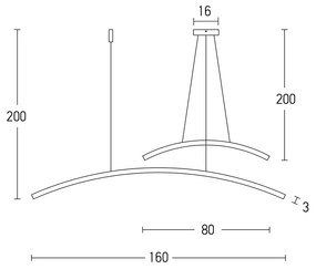 Zambelis 20130 závěsné stmívatelné LED svítidlo černé, 48W, 3000K, 160cm