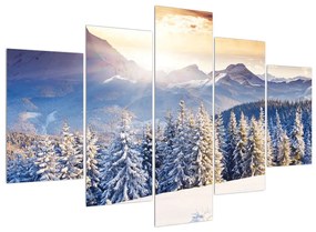 Zimní obraz lesní horské krajiny (150x105 cm)