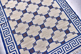 Diamond Carpets India, Ručně vázaný kusový koberec Geo DESP P82 Silver Blue, 80x150, modrá, chodba / předsíň