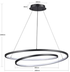 Brilagi-LED Stmívatelný lustr na lanku TWISTER LED/105W/230V pr.100 cm černá+DO