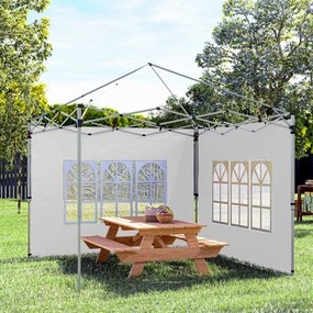 Outsunny sada 2 bočních panelů pro altán 3x3/3x4 m, boční stěna s oknem, voděodolná bílá barva