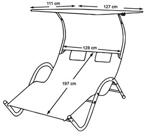 Lehátko DELUX pro 2 osoby ve 3 barvách - šedá