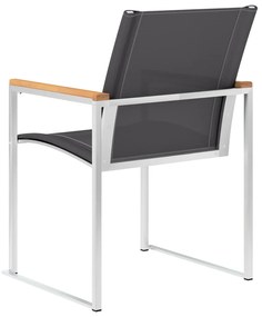 Zahradní židle 2 ks textilen a nerezová ocel šedé,  46517