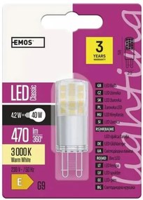 Emos LED žárovka G9 4,2W 3000K (teplá) 470Lm