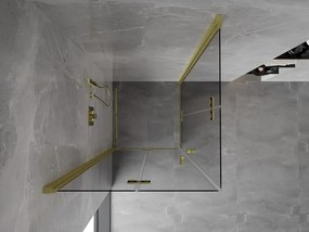 Mexen Mist-F Duo, skládací sprchový kout 110 x 110 cm, čiré sklo, zlatý matný profil, 8A6-110L-110P-55-00
