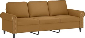 3místná pohovka s podnožkou hnědá 180 cm samet 3201222