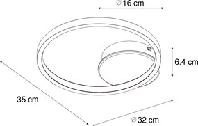 Moderní stropní svítidlo černé s dřevěným vč. LED 3-krokové stmívatelné - Alec