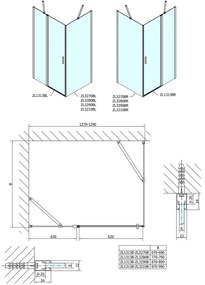 Polysan, Zoom Line Black obdélníková sprchová zástěna 1300x800mm L/P varianta, ZL1313BZL3280B