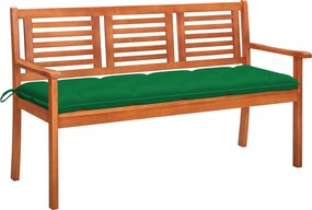 vidaXL 3místná zahradní lavice s poduškou 150 cm masivní eukalyptus [3061019] Barva: Zelená