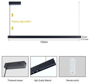 Immax NEO 07307L-LED Stm lustr na lanku MADEIRA 33W/230V Wi-Fi Tuya 152 cm černá