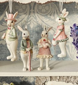 Závěsná ozdobná dekorace králík v saku s knihou - 4*4*10 cm