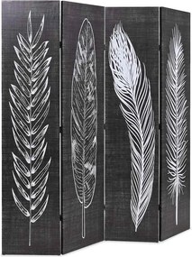 Skládací paraván 160 x 170 cm pírka černobílá 245890