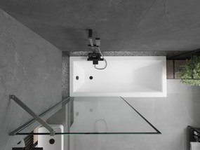 Mexen Next, 1-křídlová vanová zástěna 90 x 150 cm, 6mm čiré sklo - černý vzor, ​​broušená grafitová, 895-090-000-00-70-66