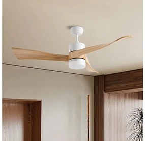 ZEVENTI - LED Stropní ventilátor NATURITO LED/18W/230V Wi-Fi Tuya bílá/dub + DO ZEV012