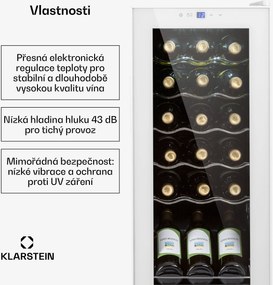 Klarstein Shiraz 18 Slim Uno, vinotéka, 50 l/18 lahví, 5-18 °C, dotykové ovládání