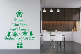 Lepy.cz Samolepka na zeď Veselé Vánoce - Strom Velikost (šířka x výška): 30x36cm, Barevná varianta: Karafiátová růžová