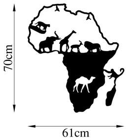 Wallexpert Dekorativní kovový nástěnný doplněk Animals Of Africa - 454, Černá