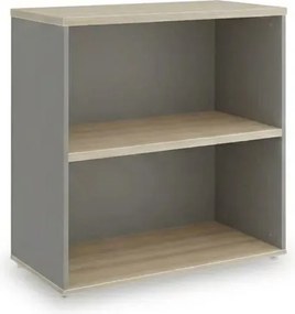 Nízká skříň SimpleOffice 80 x 40 x 80 cm, dub světlý / šedá