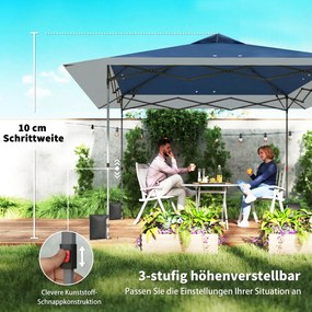 Pavilon cca 4x4m Voděodolný Stabilní Zimovzdorný Pop-up skládací pavilon s funkcí zavírání v jednom kroku UV 50+