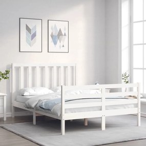 vidaXL Rám postele s čelem 120 x 200 cm masivní dřevo [3193789] Barva: Bílá