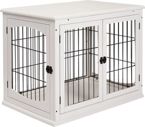 PawHut bouda pro psy přepravní box pro malá zvířata v interiéru 81 x 58,5 x 66 cm z MDF a kovu v bílé barvě, ideální pro domácí zvířata | Aosom.de