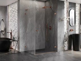 Mexen Lunar-B L pravý výklopný sprchový kout 95 x 80 cm, čiré sklo, měděná matná, 832L-095-080-65-00-P