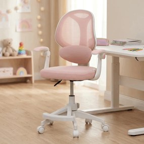 Dětská židle s podnožkou MARCO - růžová síťovina
