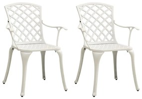 Zahradní židle 2 ks litý hliník bílé,  315574