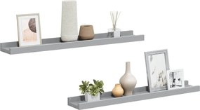 Poličky na zarámované obrázky 2 ks šedé 60 x 9 x 3 cm MDF 323935