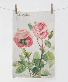 Lenbutik Luxusní lněná utěrka ,70x45 cm - Dvě růže Zacharie Astruc/ Two Roses, Zacharie Astruc