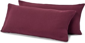 Tchibo - Mušelínové povlaky na polštář, 2 ks, bordó, cca 80 x 40 cm