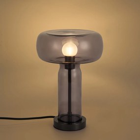 Stolní lampa Hotel Chic kovově šedá s kouřovým sklem - Amara
