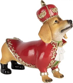Vánoční figurka jezevčík s oblečkem a korunkou – 22*10*19 cm