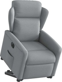 Elektrické zvedací polohovací křeslo světle šedé textil 3303154