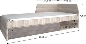 Postel JESI NEW, 90x200, kaštan nairobi/onyx Kondela 0000408053