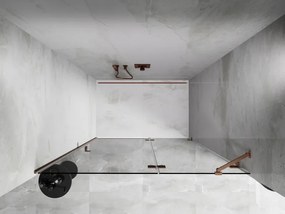Mexen Lunar, výklopné sprchové dveře pravé 135 cm, 8mm čiré sklo, měděný matný profil, 834-135-000-65-00-P