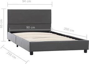 Rám postele šedý umělá kůže 90 x 200 cm 284774