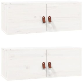 Nástěnné skříňky 2 ks bílé 80 x 30 x 30 cm masivní borové dřevo,  818378