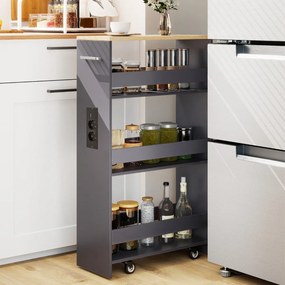Costway 20 cm tenký úložný vozík s nabíjecí stanicí 4patrový