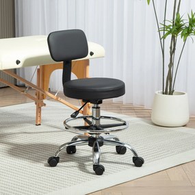 HOMCOM Ergonomická kancelářská židle s nastavitelným nožním kroužkem, bez područek, výškově nastavitelná otočná židle v černé PU kůži