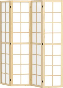 HOMCOM 4dílný paraván 160 x 170 cm - soukromé oddělení, skládací dělič místnosti pro obývací pokoj, přírodní | Aosom