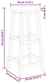 vidaXL Marketos Barové židle 2 ks masivní akácie 34 x 34 x 76 cm