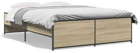 Rám postele dub sonoma 140 x 190 cm kompozitní dřevo a kov - Default Title