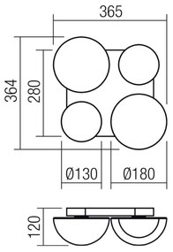 Redo 01-4333 - LED Stropní svítidlo LUMIEN 4xLED/26W/230V 2700/3000K CRI90 černá