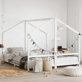 vidaXL Dětská postel 2x (90 x 200) cm masivní borové dřevo [3200591] Barva: Bílá