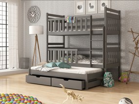 Dětská postel 90 cm KRISTY (s roštem a úl. prostorem) (grafit). 1013310