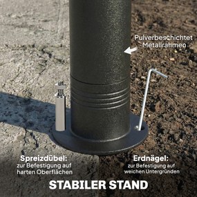 Pavilon 3x3m Vodoodpudivá stáj Zimovzdorný zahradní pavilon se stahovacím horním rámem Dvojitá střecha Tmavě šedá barva