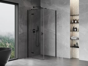 Mexen Mist HT, sprchový kout s výklopnými dveřmi levý 85 x 85 cm, čiré sklo, černá, 8A5T-085-085-70-00-L